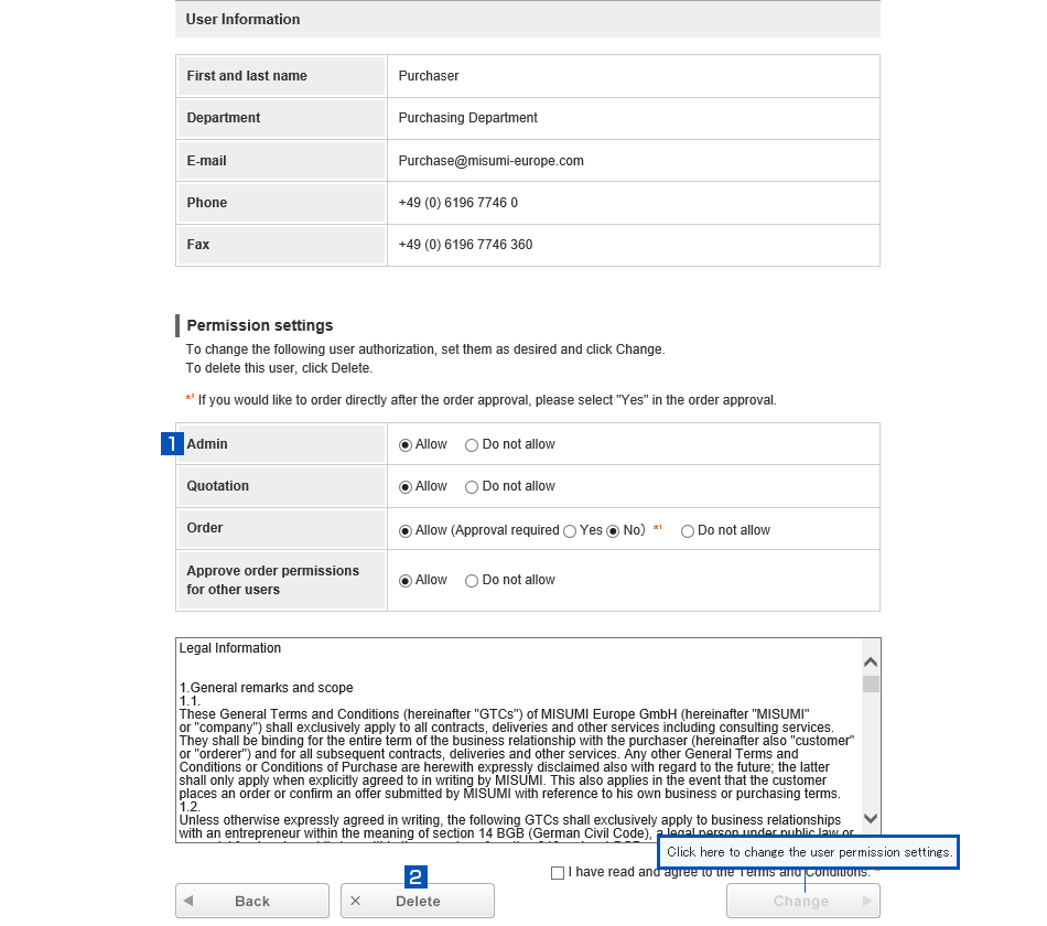 [Help] Changing User Permissions | MISUMI